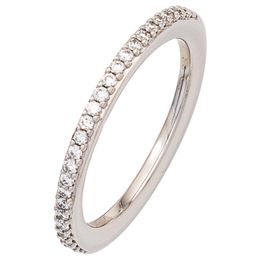 Jobo Damen Diamantring "Wei&szlig;goldring Ring schmal", 50, SI = kleine Einschl&uuml;sse, Diamanten Wei&szlig;gold 585, silber, Diamanten, Wei&szlig;gold 585, Fingerringe,