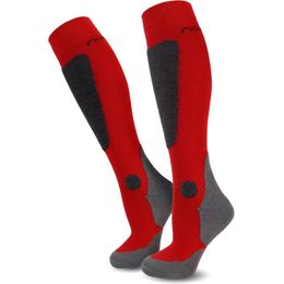 Normani 2 Paar Ski-Kniestr&uuml;mpfe New-Style in Rot/Dunkelgrau/Grau | Gr.: 35-38