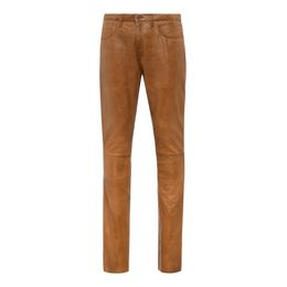 RICANO Herren 5-Pocket-Hose "Lederhose Slim Fit", braun, Gr. 31, Obermaterial: 100% Lammnappaleder LANA., Hosen, Handgefertigt aus echtem Leder