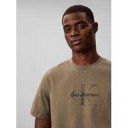 Herren T-Shirt, beige, Gr. XL, Calvin Klein Jeans, unifarben, Single Jersey, Obermaterial: 100% Baumwolle, Shirts, Rundhalsausschnitt, Regular Fit,