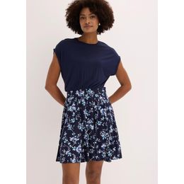 bonprix Damen Midikleid, blau, Gr. 48, Obermaterial: 95% Viskose, 5% Elasthan, Kleider, f&uuml;r femininen Look, Jerseykleid, aus Viskose-Mix, bequeme