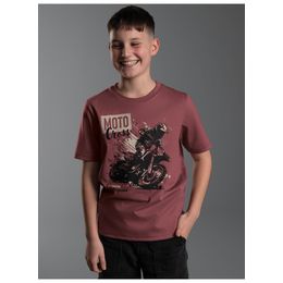 TRIGEMA Jungen T-Shirt "TRIGEMA T Shirt mit Printmotiv "Moto Cross"", braun, Basic, Gr. 152, Single Jersey, 100% Baumwolle, Shirts