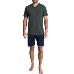 Tom Tailor Herren Shorty "Nevada", Gr. 54, gr&uuml;n, Single Jersey, Obermaterial: 100% Baumwolle, gestreift, Homewear-Sets, Streifendesign, Kurzarm,