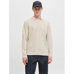 Jack & Jones JACK & JONES Herren Langarm-Poloshirt "JJEAUSTIN POLO LS NOOS", beige, Gr. XL, unifarben, Jersey, Obermaterial: 58% Polyester, 40% Baumwolle, 2%