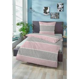 Biberna Bettw&auml;sche, Rosa, Gr. 155x220 cm + 80x80 cm, Bettw&auml;sche, 100% Baumwolle