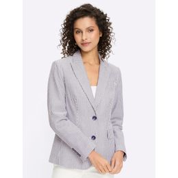 Heine Damen Blazer-Jacke, Blau, Gr. 44, Casual Blazer, Material: Polyester