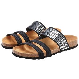 Lascana Damen Pantolette "Mule, Sandale, offener Schuh, Sommerschuh", Gr. 41, schwarz, Obermaterial: 100% Textilmaterial. Decksohle: 100% Rindsleder.