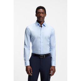 BOSS Herren Businesshemd, blau, Gr. 42, unifarben, Web, Obermaterial: 100% Baumwolle, Hemden, Kentkragen, Slim Fit, b&uuml;gelleicht