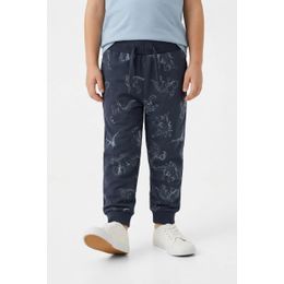 name it Jungen Sweatpants "NMMVARON f&uuml;r Jungen mit Tunnelzug und Markenlabel", blau, Gr. 110, bedruckt, Sweatware, Obermaterial: 100% Baumwolle,