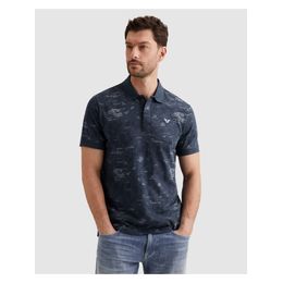 PME-Legend PME LEGEND Herren Poloshirt, blau, Gr. L, gemustert, Jersey, Obermaterial: 100% Baumwolle, Shirts, mit Logo Stickerei