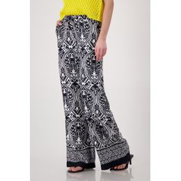 monari Damen Palazzohoseschwarz gem, Gr. 42, gemustert, Web, Obermaterial: 100% Viskose, Hosen, Regular fit mit Muster
