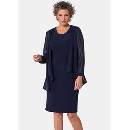 GOLDNER Kurzgr&ouml;&szlig;e: Edles Jerseykleid mit Chiffonj&auml;ckchen in mitternachtsblau | Gr.: 19