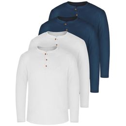 Normani 4x Herren Langarmshirts Neuville in Marine/Marine/Wei&szlig;/Wei&szlig; | Gr.: L
