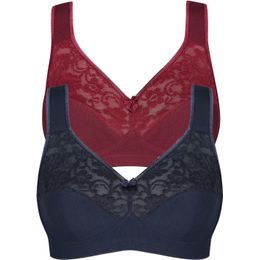 SuSa Damen B&uuml;gelloser BH "Basic", Gr. 100, rot, Spitze, Obermaterial: 76% Baumwolle, 18% Polyamid, 6% Elasthan, Basic, BHs, Spitze, gen&auml;hte Cups,