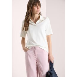 Cecil Damen Poloshirt, wei&szlig;, Gr. L, unifarben, Web, 100% Baumwolle, Shirts, in Unifarbe
