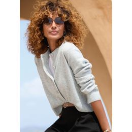 Lascana Damen Strickjacke, Grau, Gr. 44/46, Strickjacken, Material: Polyester