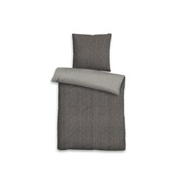 Traumschlaf Bettw&auml;sche Melange Flanell in grau | Gr.: 135 x 200 + 80 x 80 cm