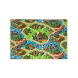 Snapstyle Kinder Spiel Stra&szlig;en Teppich Dino Welt in Groen | Gr.: 80 x 200 cm