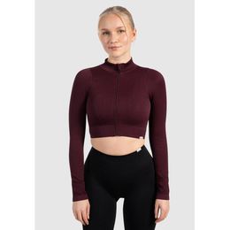 Smilodox Cropjacke Kompression Zeya - Bitte eine Nummer gr&ouml;&szlig;er bestellen in Dunkel Lila | Gr.: XS
