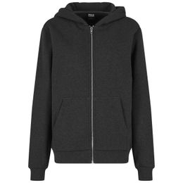 Urban Classics Damen Sweatjacke "Urban Classics Ladies Fluffy Zip Cardigan", grau, Gr. L, unifarben, 70% Baumwolle, 30% Polyester, Sweatjacken