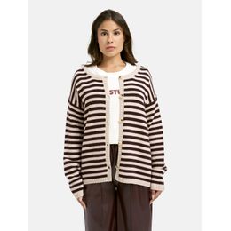 Smith & Soul SMITH & SOUL Damen Cardigan, braun, Gr. S, gestreift, Material: 35% Polyamid, 30% Viskose, 30% Wolle, 5% Kaschmir, Strickjacken, aus Feinstrick