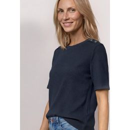 Street One Damen T-Shirt, blau, Gr. 44, unifarben, Stoff, Vorderseite: 59% Polyester, 40% Viskose, 1% Elasthan. R&uuml;ckseite: 95% Viskose, 5% Elasthan,