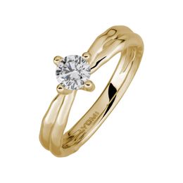 LYOMI Damen Fingerring "585/- Gelbgold 1 synth. Diam. 0,50ct.", 050 (15,9), 0,5 VS = sehr kleine Einschl&uuml;sse, Gold, gold, Gold, Fingerringe