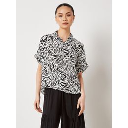 Apricot Damen Klassische Bluse "Printed Turn Up Sleeve Shirt", schwarz, Gr. 36, gemustert, Obermaterial: 100% Viskose CV., Blusen, mit aufgesetzter