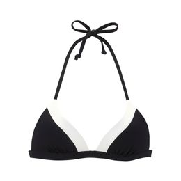 Lascana Damen Triangel-Bikini-Top "Chic", braun, Gr. 44, Strukturmuster, kontrastfarbene Details, Recycling-Polyamid, Bikini-Oberteile, aus eleganter