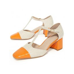 Montevita Pumps Zweifarbiger High Heel mit offener Ferse und geschlossener Spitze in Orange | Gr.: 36