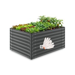 TecTake Pflanzbeet 200 x 80 x 62 cm aus verzinktem Stahl, abgerundete Kanten | Gr.: 100 x 100 cm