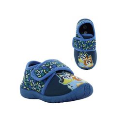 Hausschuhe mit Bluey und Bingo Motiv, in Blau, mit Klettverschluss | Gr.: 27
