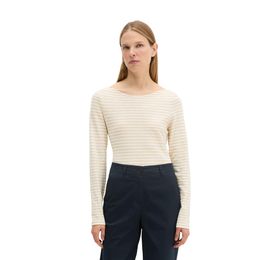 Marc O'Polo MARC O'POLO Damen Langarmshirt, wei&szlig;, Gr. L, geringelt, Single Jersey, Obermaterial: 100% Baumwolle, Shirts, im sch&ouml;nen Streifenmuster