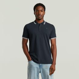 G-Star Raw G-STAR Herren Poloshirt "Poloshirt Dunda slim stripe", schwarz, Gr. S, unifarben mit Farbeins&auml;tzen, Piqu&eacute;, Obermaterial: 95% Baumwolle, 5% Elasthan,