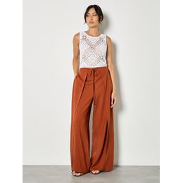 Apricot Damen Palazzohose "Wickelhose aus Leinenmischung", braun, Gr. 34, uni, gewebt, Obermaterial: 82% Viskose CV. 18% Leinen LI., Hosen, mit