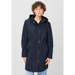 Fuchs & Schmitt FUCHS SCHMITT Damen Kurzmantel, blau, Gr. 42, unifarben, Web, Obermaterial: 100% Polyester, M&auml;ntel, abnehmbare Kapuze, Regular Fit, verdeckter