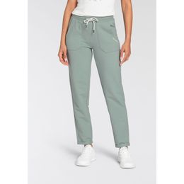 Kangaroos Damen Jogginghose, gr&uuml;n, Gr. 38, bedruckt, unifarben, Sweatware, Obermaterial: 95% Baumwolle, 5% Elasthan, Hosen, mit gro&szlig;en Taschen