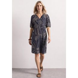 Street One Damen Sommerkleid, blau, Gr. 46, gemustert, Web, 70% Viskose, 30% Baumwolle, Kleider, mit grafischem Muster