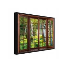 WALLARENA Bild mit Rahmen 3D-Fenster in Gr&uuml;n | Gr.: 40 x 30 cm