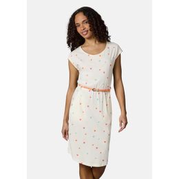 Ragwear Damen Shirtkleid "Lilithe Hearts YOUMODO", beige, Gr. XXL, Material: 50% Baumwolle, 50% Modal, Kleider, Sommerkleid mit Herzchen-Print und