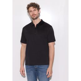 Street One MEN Herren Poloshirt, schwarz, Gr. L, unifarben, Web, 100% Baumwolle, Shirts, mit Zipper
