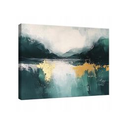 WALLARENA Wandbild Marmor in Gr&uuml;n Leinwand Bilder | Gr.: 40 x 30 cm