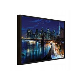 WALLARENA Bild mit Rahmen Stadt in Blau | Gr.: 40 x 30 cm