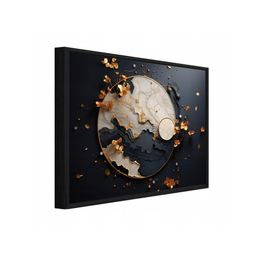 WALLARENA Bild mit Rahmen Abstrakt in Schwarz | Gr.: 120 x 80 cm