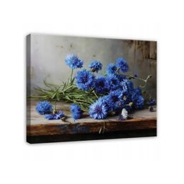 WALLARENA Leinwandbild Blumen in Blau | Gr.: 40 x 30 cm