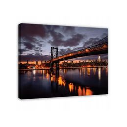 WALLARENA Leinwandbild Br&uuml;cke in Orange | Gr.: 40 x 30 cm