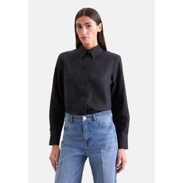 Seidensticker Damen Hemdbluse, schwarz, Gr. 40, unifarben, 100% Leinen, Blusen, 1/1 Kragen Uni