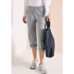 Cecil Damen 3/4-Hose "Style YorkStyle NewYork", grau, Gr. 27, unifarben, Web, Obermaterial: 98% Baumwolle, 2% Elasthan, Hosen, im Five-Pocket Style