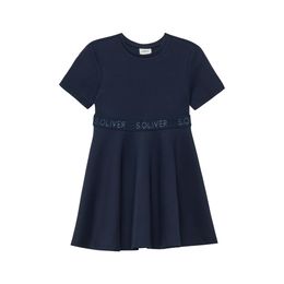 s.Oliver JUNIOR M&auml;dchen Sommerkleid, blau, Gr. 98, unifarben, Web, Obermaterial: 70% Viskose, 26% Polyamid, 4% Elasthan, Kleider, mit Logo-Glitzertape