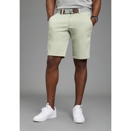 DELMAO Herren Shorts, beige, Gr. 40, Web, Obermaterial: 98% Baumwolle, 2% Elasthan, Hosen, kniefrei, gerades Bein, mit Eingrifftaschen und